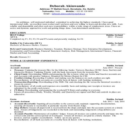 debbi CV | DOCX | Credit Cards | Personal Debt