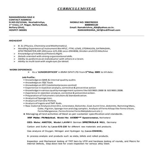 Sathish resume | DOC