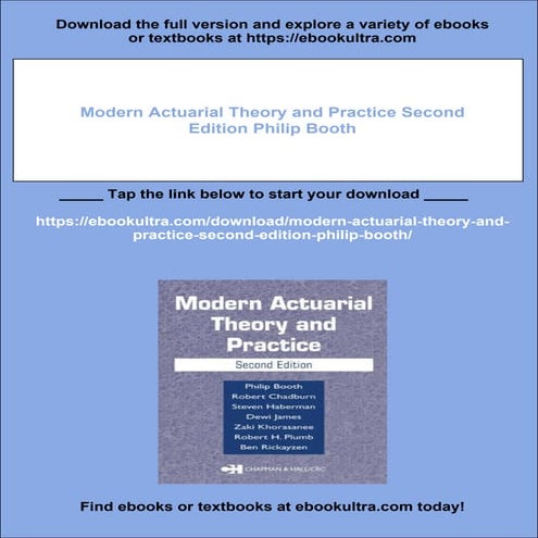 Modern Actuarial Theory and Practice Second Edition Philip Booth | PDF
