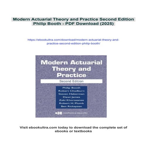 Modern Actuarial Theory and Practice Second Edition Philip Booth | PDF