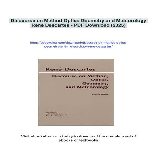 Discourse on Method Optics Geometry and Meteorology Rene Descartes | PDF