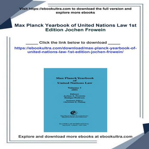 Max Planck Yearbook of United Nations Law 1st Edition Jochen Frowein | PDF