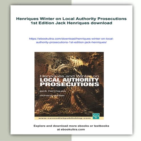 Henriques Winter on Local Authority Prosecutions 1st Edition Jack ...