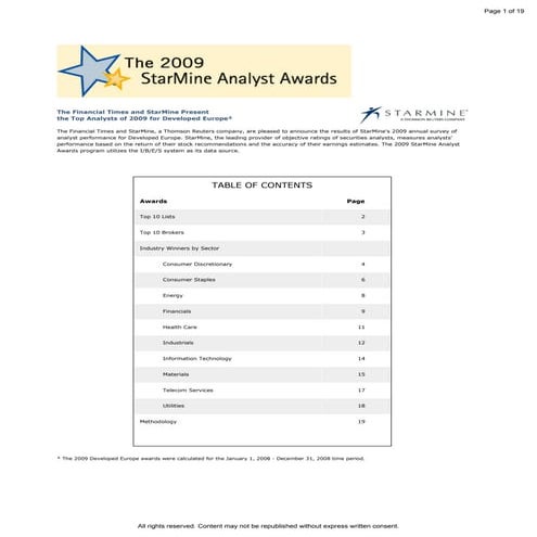 Starmine 3rd Best Stock picker Overall Europe | PDF