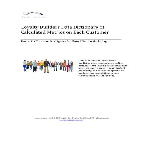 Loyalty Builders Predictive Metrics Dictionary 1.3F