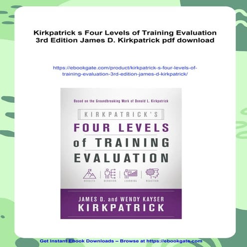 Kirkpatrick s Four Levels of Training Evaluation 3rd Edition James D ...