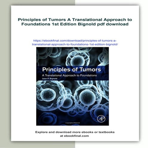 Principles of Tumors A Translational Approach to Foundations 1st ...