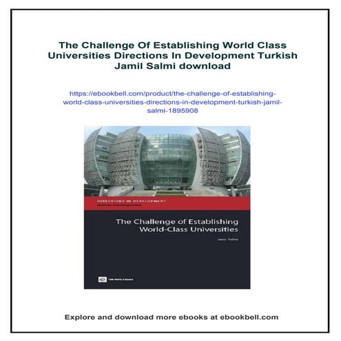 The Challenge Of Establishing World Class Universities Directions In ...