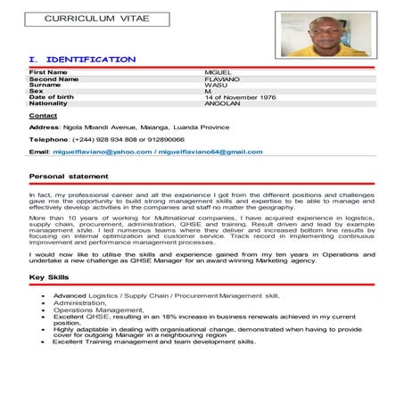 Cv miguel inglish | DOCX