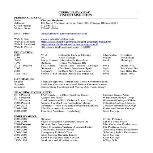 CV-Singleton_Vincent-2015 | PDF