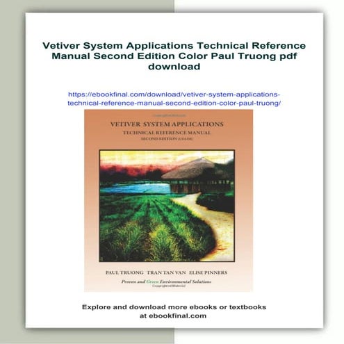 Vetiver System Applications Technical Reference Manual Second Edition ...