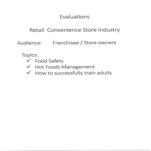 Evaluations by Store Owners and Franchisee | PDF