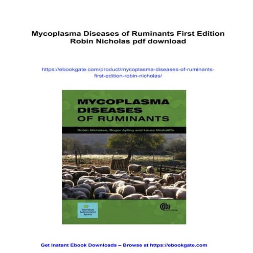 Mycoplasma Diseases of Ruminants First Edition Robin Nicholas | PDF