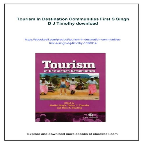 Tourism In Destination Communities First S Singh D J Timothy | PDF