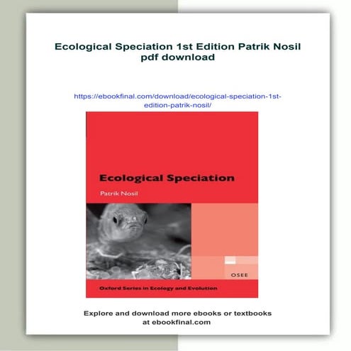 Ecological Speciation 1st Edition Patrik Nosil | PDF