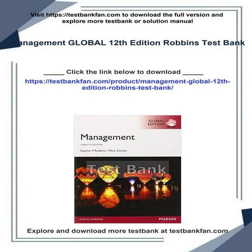 Management GLOBAL 12th Edition Robbins Test Bank | PDF