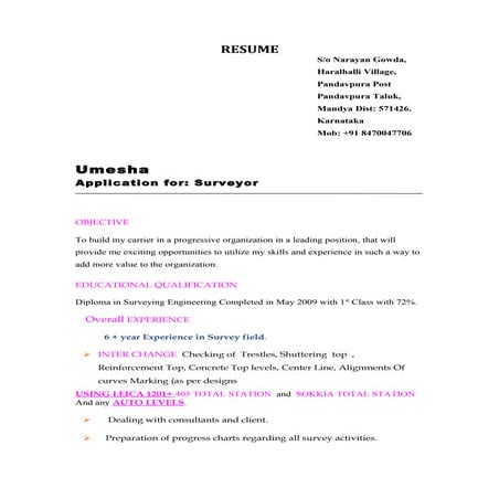 umesh resume | DOC