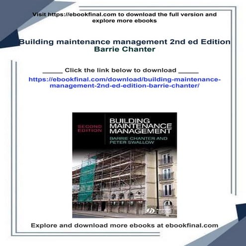 Download Full Building maintenance management 2nd ed Edition Barrie Chanter PDF All Chapters | PDF