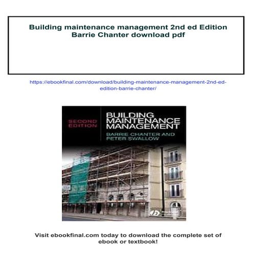 Building maintenance management 2nd ed Edition Barrie Chanter | PDF
