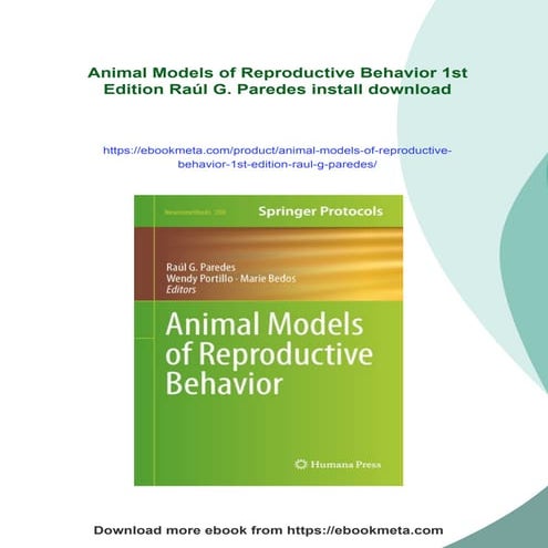 Animal Models of Reproductive Behavior 1st Edition Raúl G. Paredes | PDF