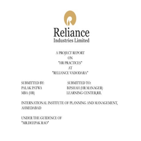 RELIANCE HR POLICIES | PPTX