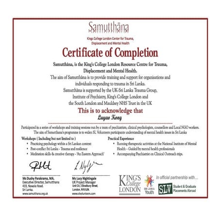 SamutthanaCertificateLuyaoKong | PPT