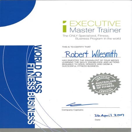Robert Executive Master Trainer Cert | PDF