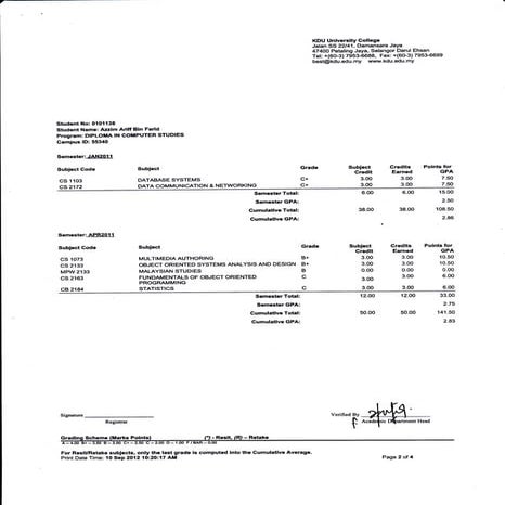 KDU Transcript 2 | PDF