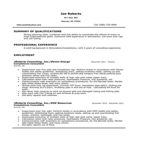 Joe Roberts Resume 2015 | DOCX