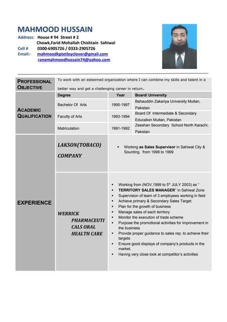 Owais CV | DOCX | Business | Business and Finance