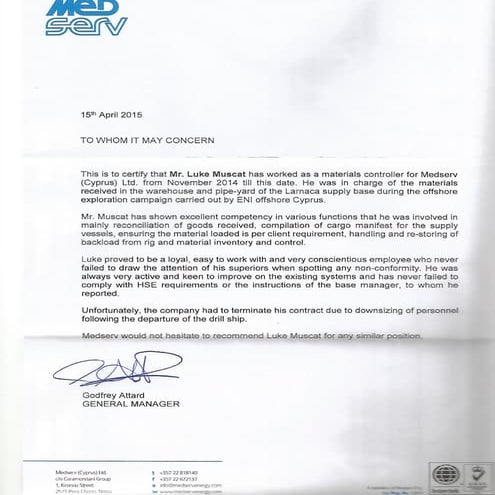 MEDSERV plc - Reference Letter | PDF