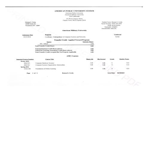 College Transcript 1 | PDF
