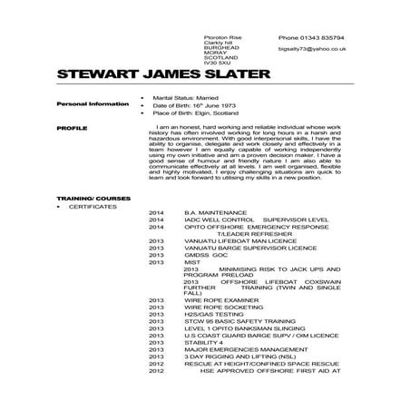 Stewart Slater CV | PDF