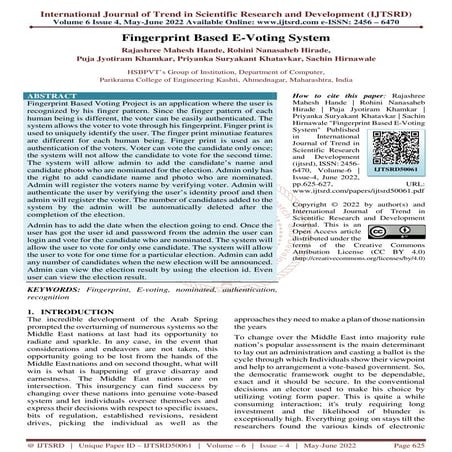 Fingerprint Based E Voting System | PDF