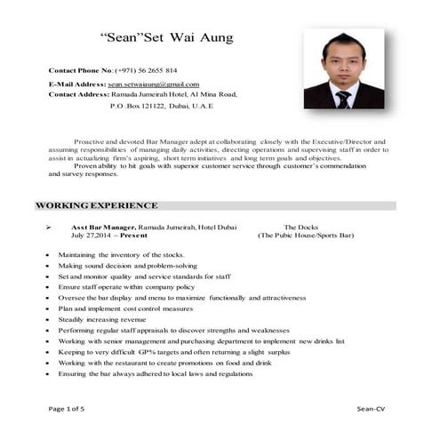 SEAN LATEST CV 2016 | DOCX