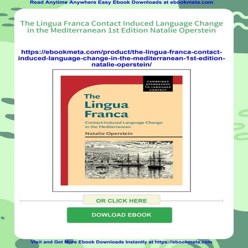 The Lingua Franca Contact Induced Language Change in the Mediterranean 1st Edition Natalie ...