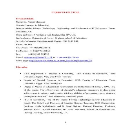 Nasser Mansour CV_ 2016 | PDF