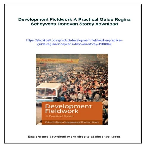 Development Fieldwork A Practical Guide Regina Scheyvens Donovan Storey ...