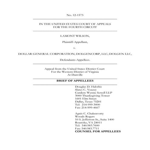 Dollar General - Brief of Appellee | DOC