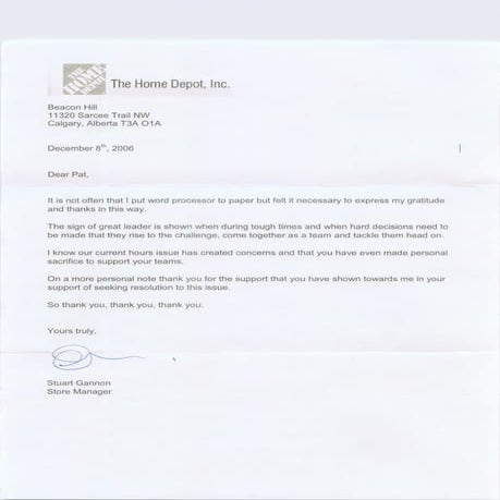 Home Depot Letter | PDF
