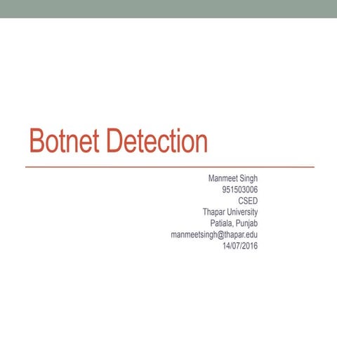 Seminar On Botnet Detection Pptx Information And Network Security