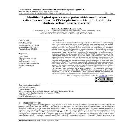 Modified Digital Space Vector Pulse Width Modulation Realization On Low Cost Fpga Platform With