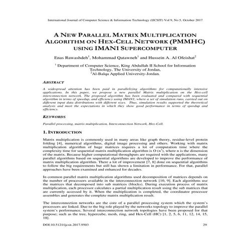 A New Parallel Matrix Multiplication Algorithm On Hex Cell Network