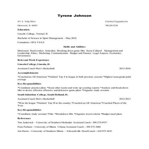 Tyrone Johnson Resume | DOCX