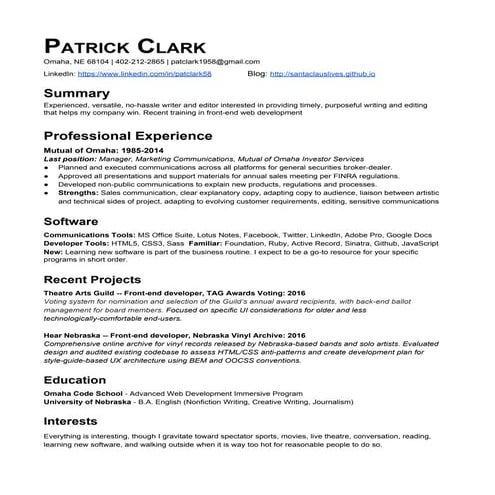 Patrick Clark resume 5-2016 | PDF