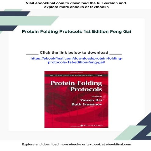 Protein Folding Protocols 1st Edition Feng Gai | PDF