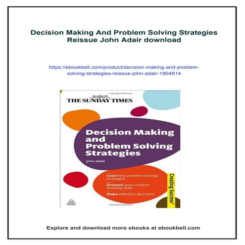 Decision Making And Problem Solving Strategies Reissue John Adair | PDF