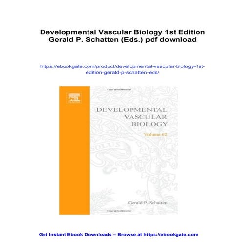 Developmental Vascular Biology 1st Edition Gerald P. Schatten (Eds.) | PDF