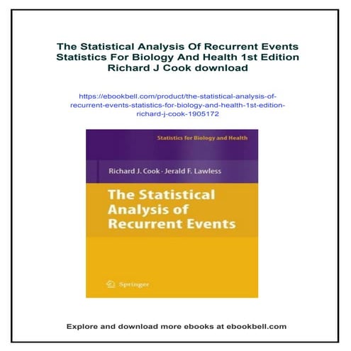 The Statistical Analysis Of Recurrent Events Statistics For Biology And ...