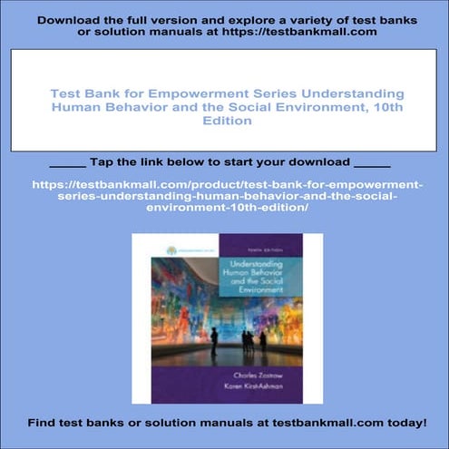 Test Bank for Empowerment Series Understanding Human Behavior and the ...
